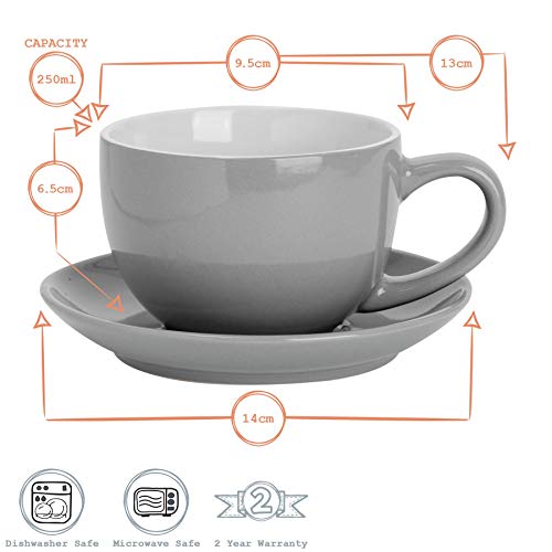 Argon Tableware 12 Piece Coloured Cappuccino Cup and Saucer Set ...